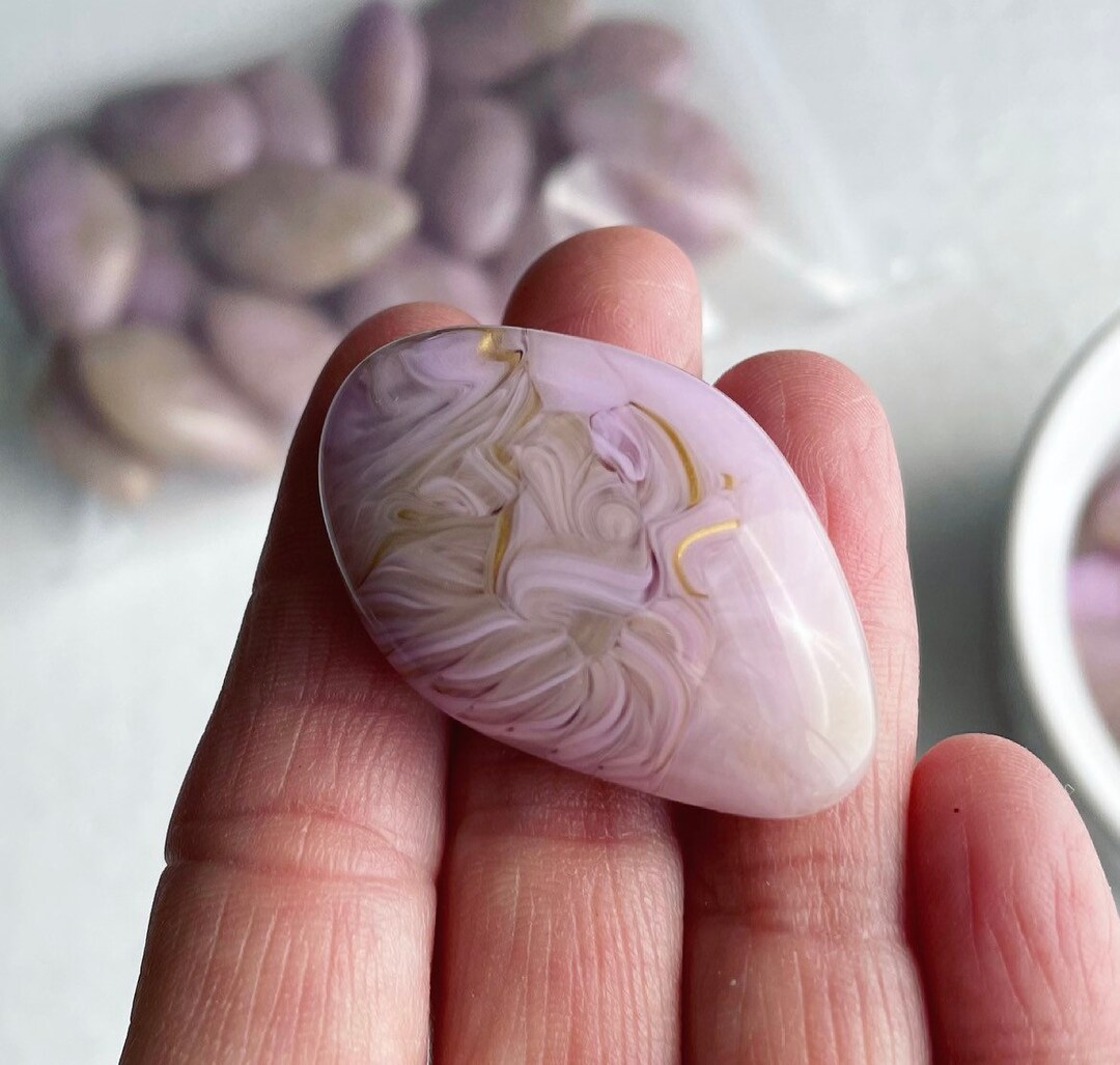 Vintage Raspberry Lavender Pink Marbled Givre Lucite Flat Undrilled ...