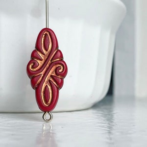 Deep Raspberry Pink Gold Etched Flat Oval Acrylic Beads 30mm - Etsy