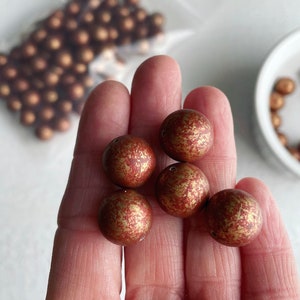 Vintage Rust Red Gold Lucite Round Beads 14mm 12 | Etsy