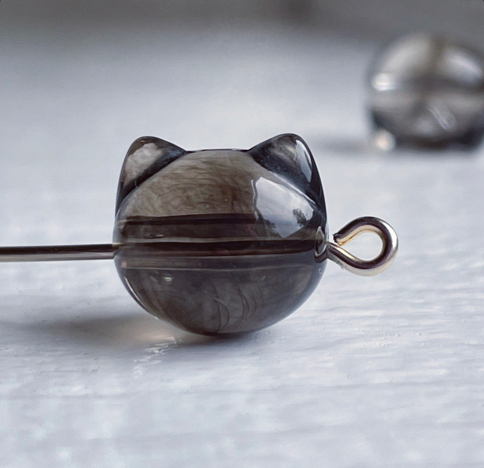 Inky Gray Crystal Round Acrylic Cat Head Smoky Topaz Beads 12mm (12) - Etsy