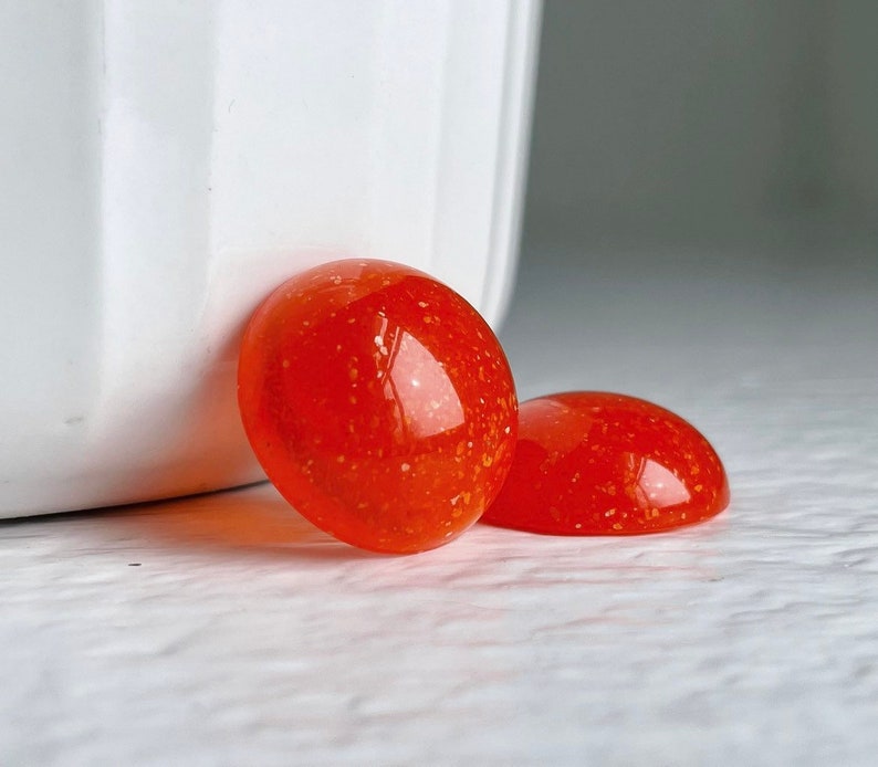 Vintage Bright Orange Glitter Resin Cabochons Cabs Round - Etsy