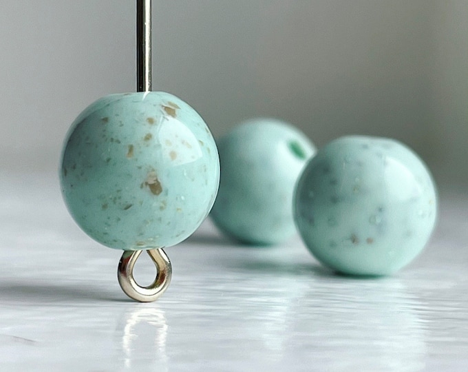 Mint Green Tan Flecks Round Faux Granite Acrylic Beads 10mm Speckled ...
