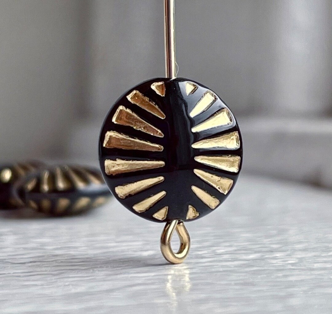 Black Gold Acrylic Carved Fluted Coin Beads 12mm 20 - Etsy