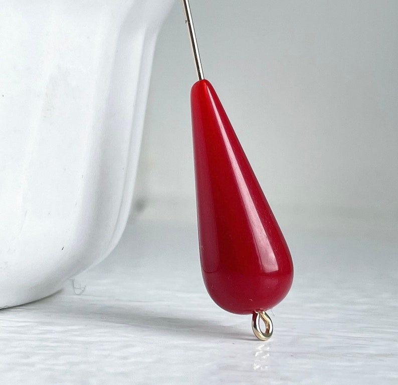 Vintage Red Lucite Drop Beads Teardrop 29mm 6 | Etsy