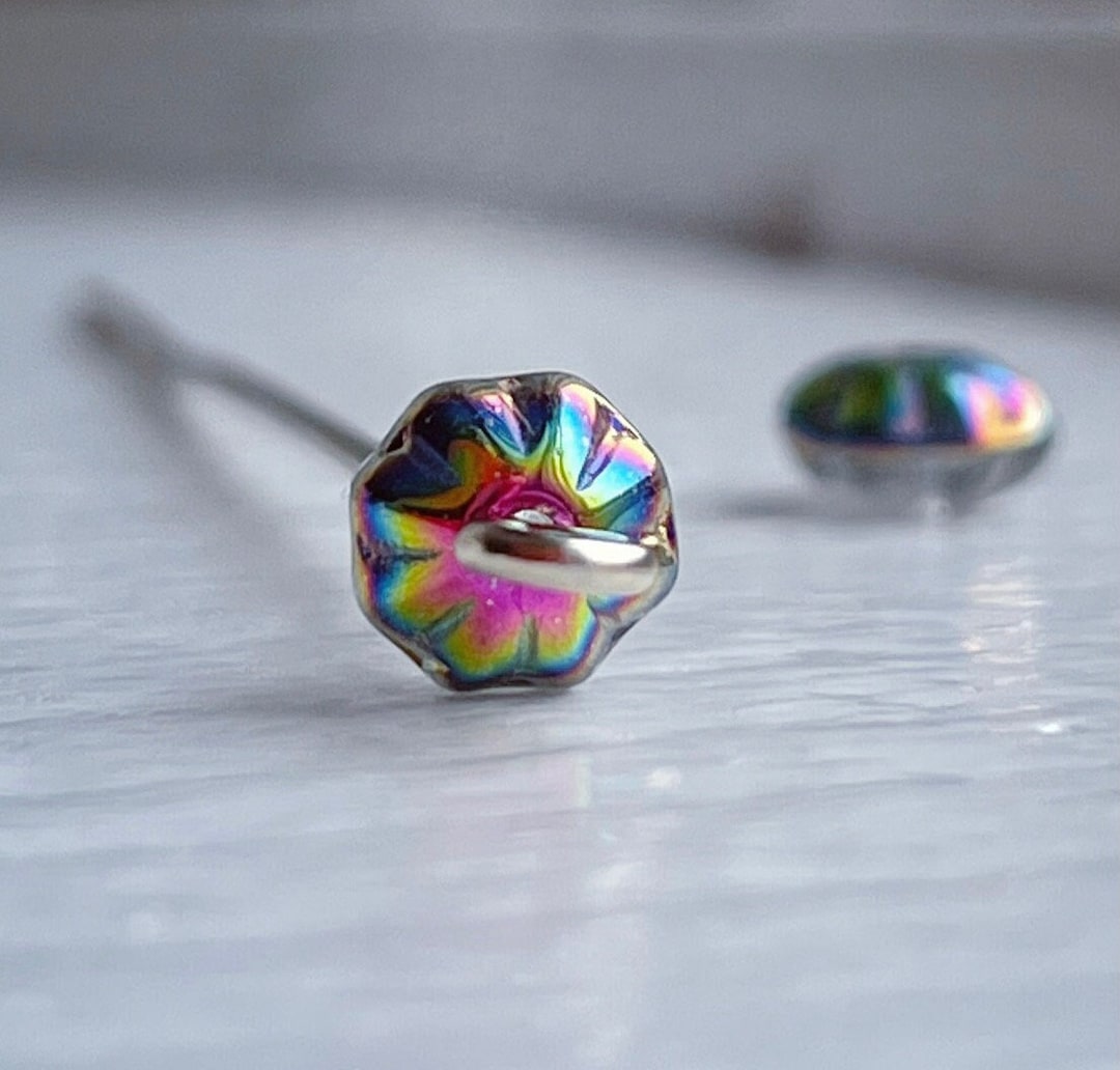 Vintage Czech Glass Fluted Saucer Spacer Crystal Vitrail Finish Beads ...