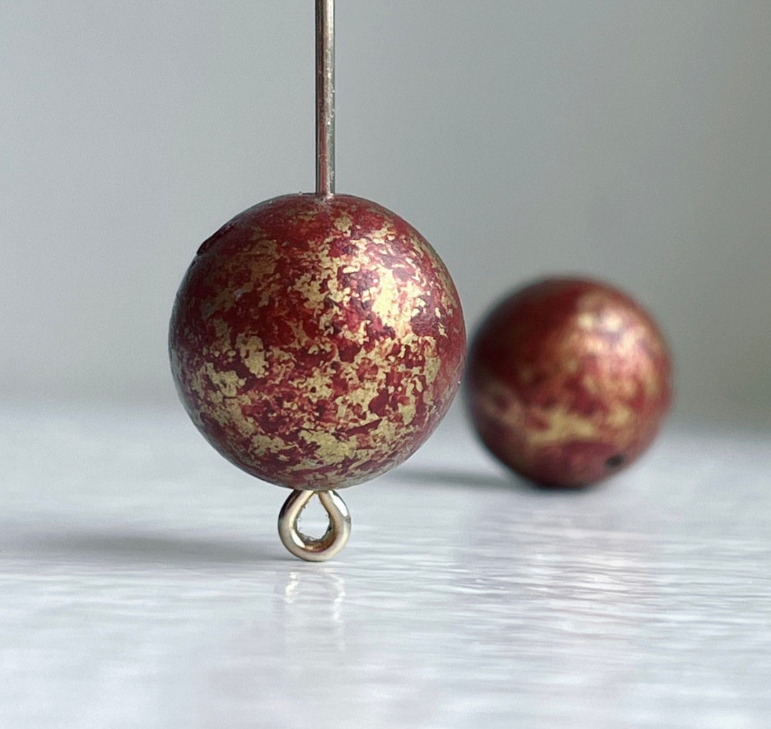 Vintage Rust Red Gold Lucite Round Beads 14mm 12 - Etsy