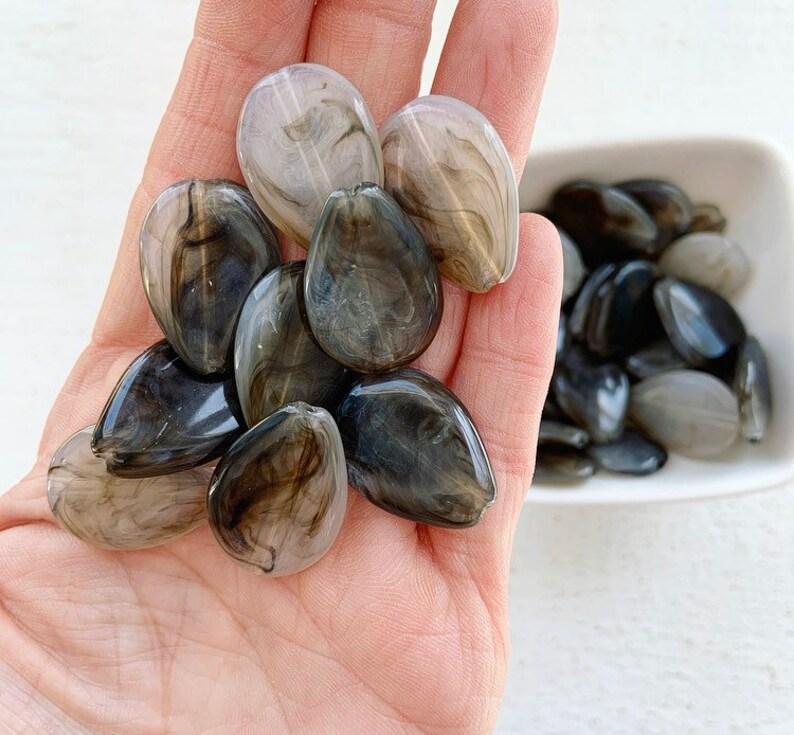 Vintage Lucite Crystal Gray Olive Marbled Givre Flat Teardrop | Etsy