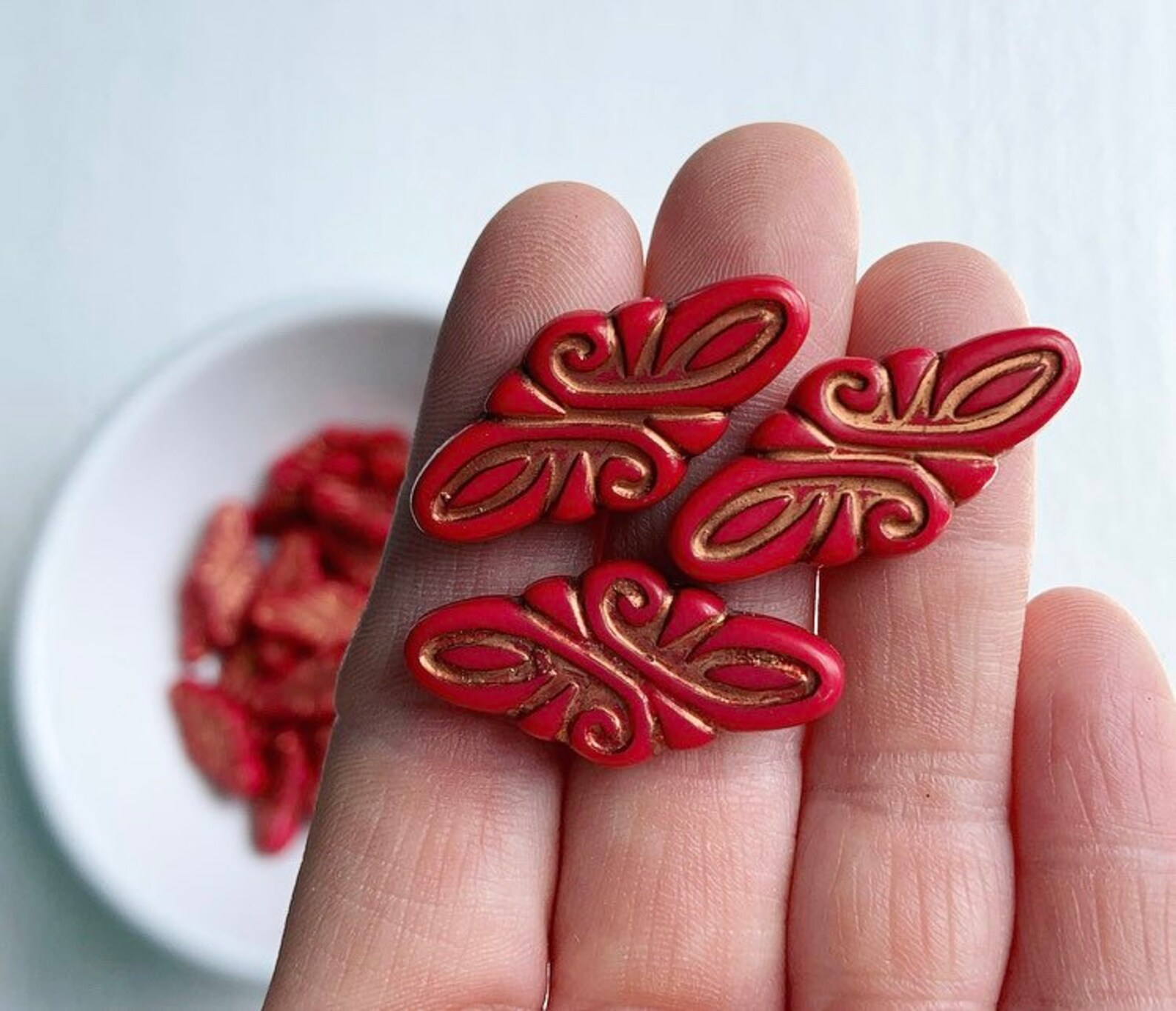 Deep Raspberry Pink Gold Etched Flat Oval Acrylic Beads 30mm | Etsy