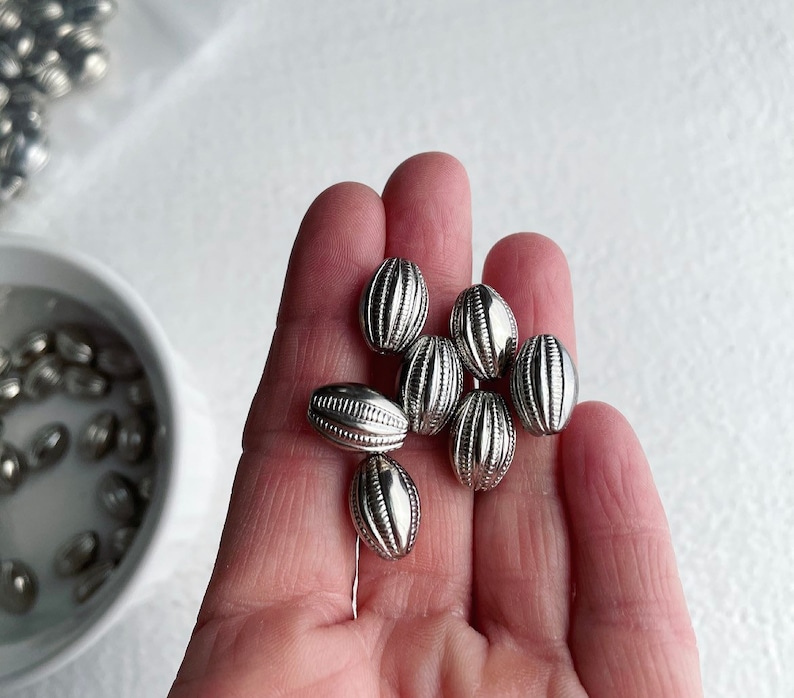 Silver Etched Acrylic Bumpy Oval Beads 14mm 20 | Etsy