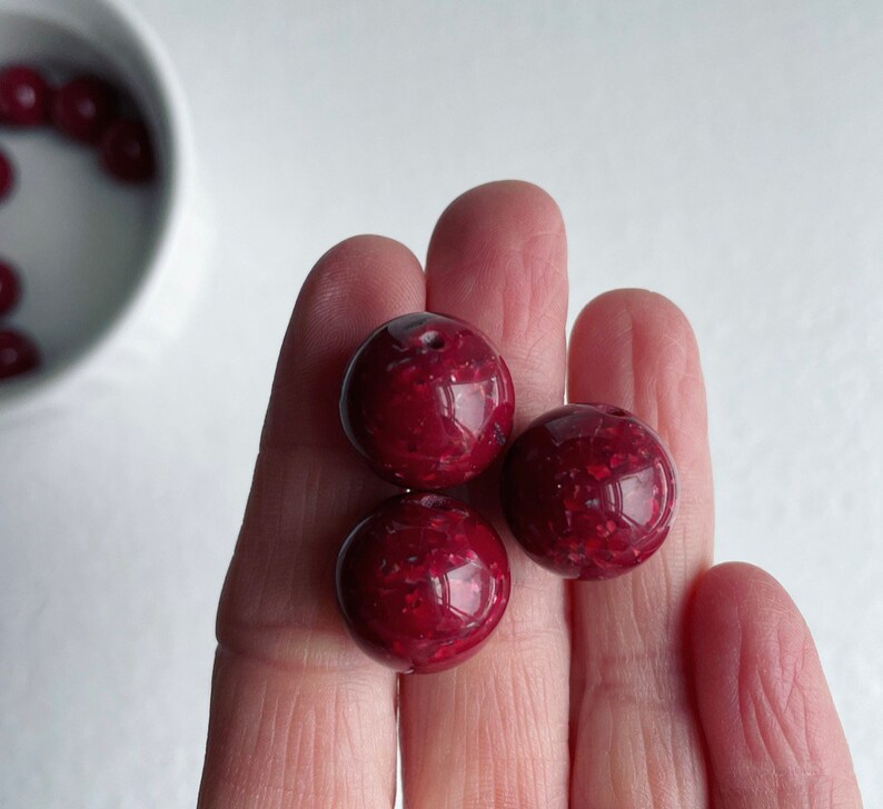 Vintage Rusty Red Pitted Granite Round Lucite Beads Organic - Etsy