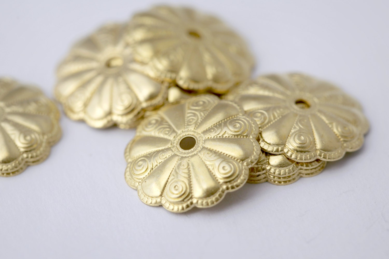 Gold Plated Brass Bead Caps Curved Ornate 20mm 12 | Etsy