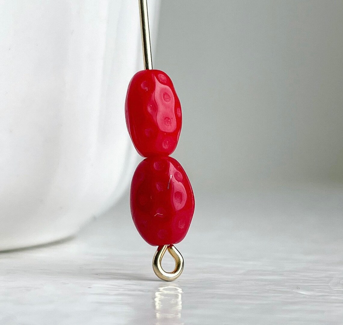 Vintage Red Czech Glass Beads Dimpled Oval Rice 9mm 25 - Etsy
