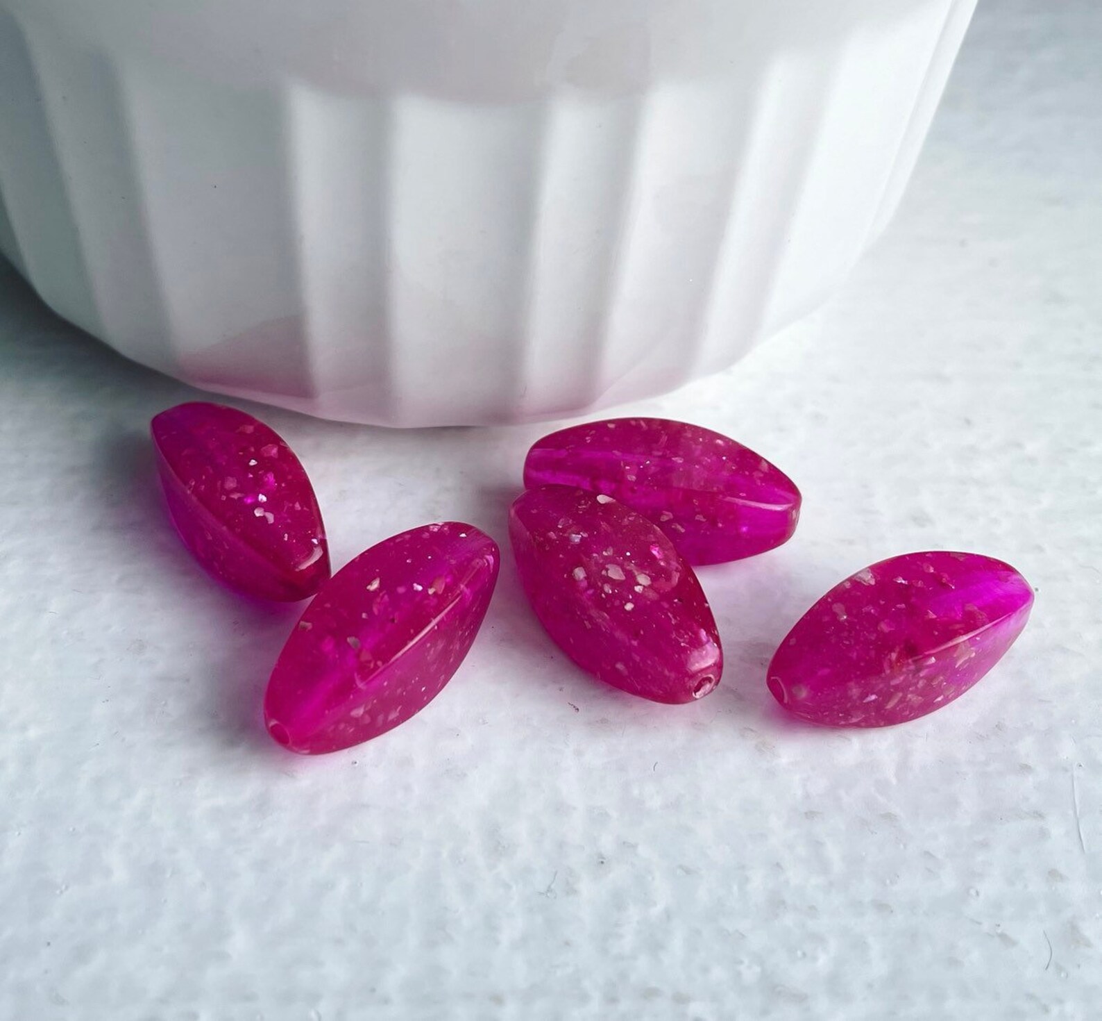 Vintage Beads Raspberry Pink Oval Beads Shell Abolone MOP - Etsy