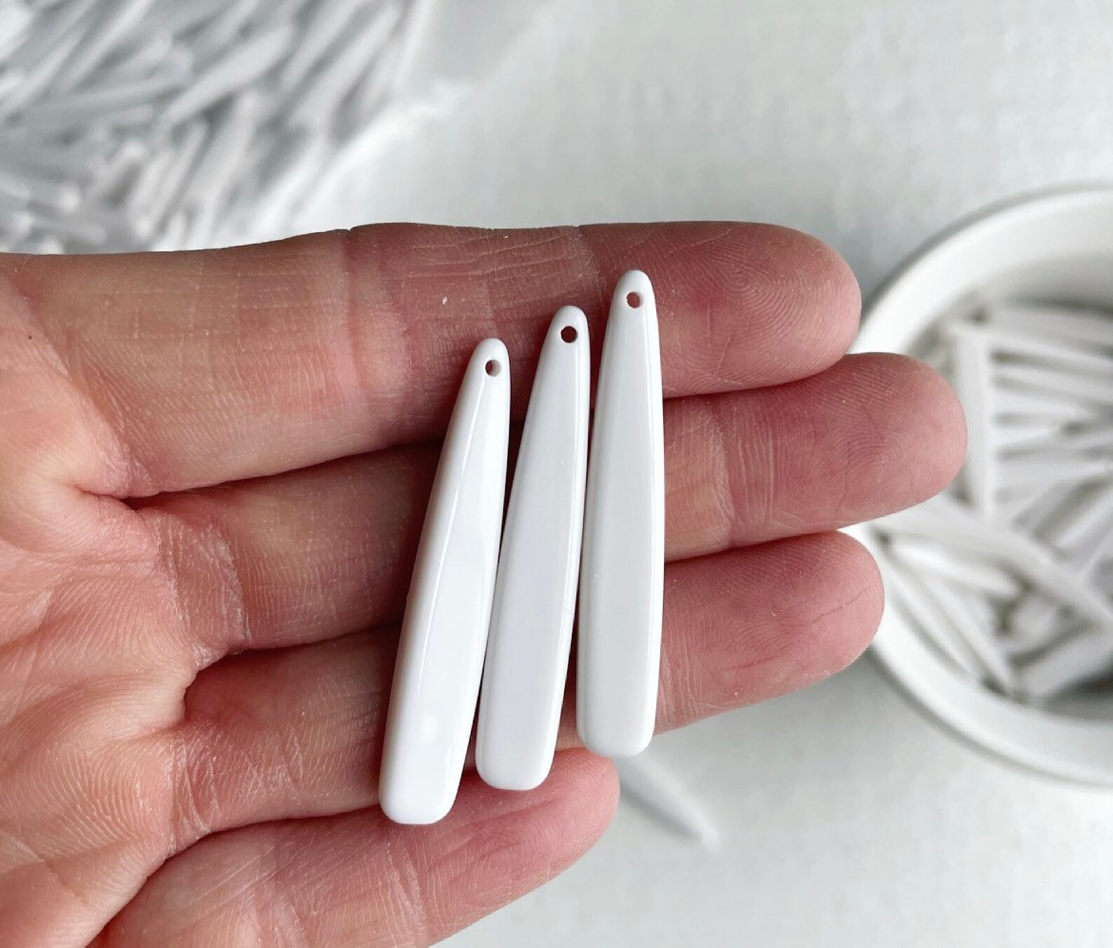 Acrylic White Flat Drop Teardrop Beads Long 39mm 14 | Etsy