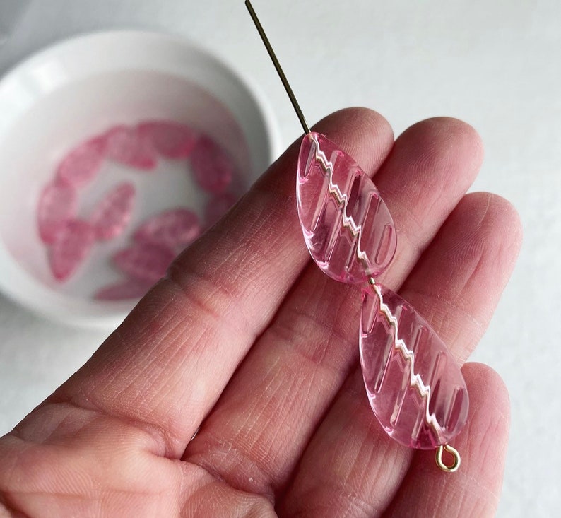 Pink Acrylic Drop Beads Flat Ridged Teardrop 24mm 16 - Etsy