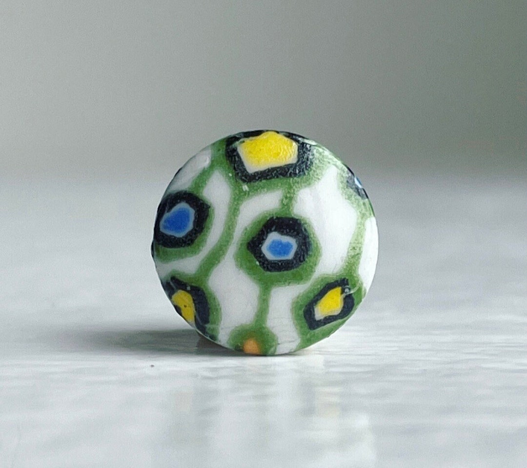 Vintage Japanese Porcelain Cabochons White Green Retro Flower Cabs 10mm ...