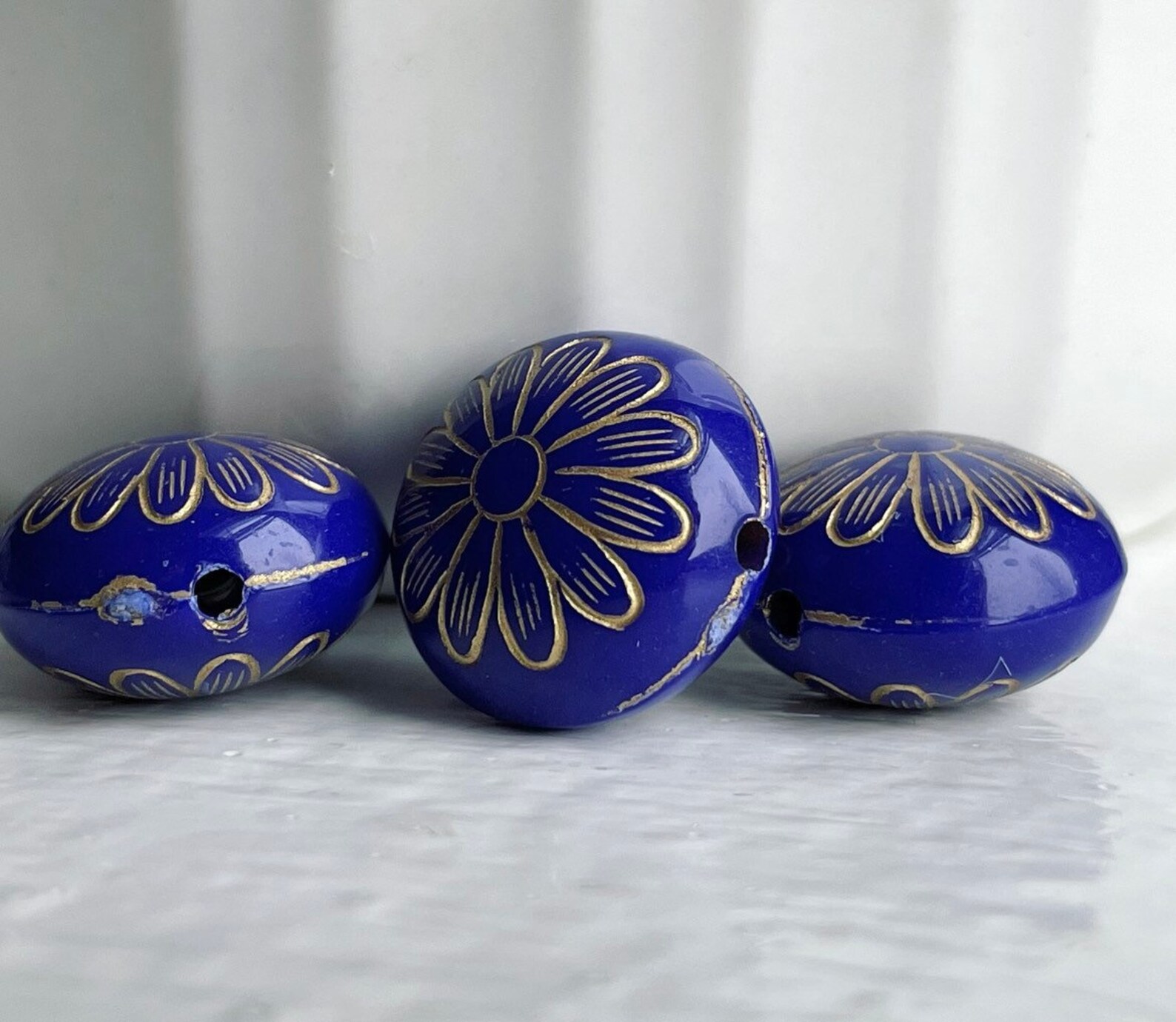 Carved Etched Royal Blue Gold Acrylic Coin Pillow Floral - Etsy