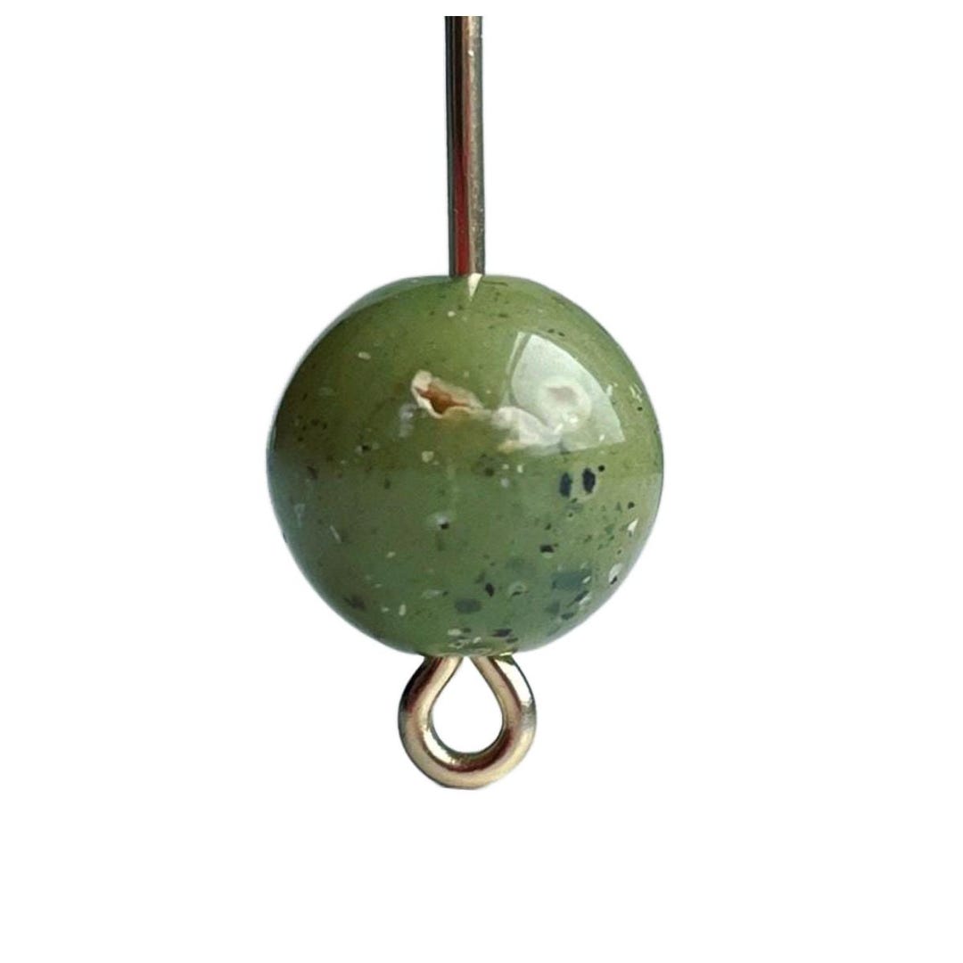 Vintage Olive Green Pitted Granite Round Lucite Beads Organic Faux ...