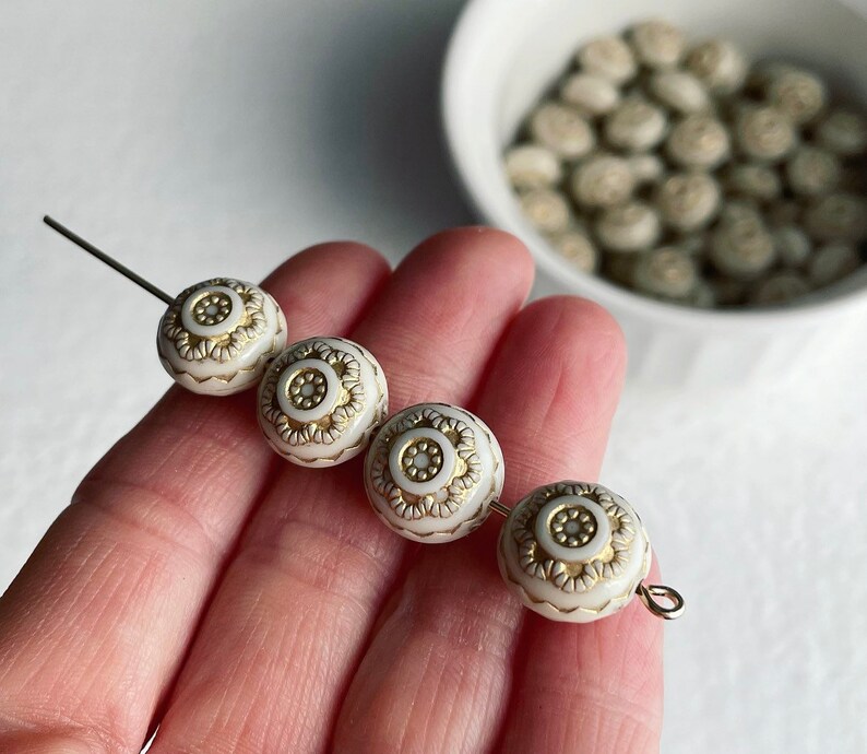 Carved Etched Ivory Gold Acrylic Ornate Floral Coin Pillow | Etsy