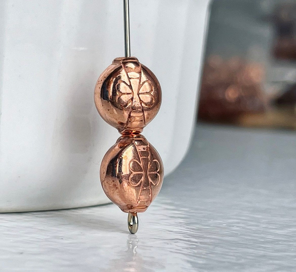 Vintage Copper Carved Etched Coin Oval Lucite Beads 12mm (20) - Etsy