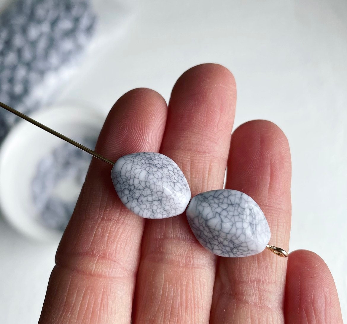 Acrylic Gray White Faux Stone Beveled Oval Beads 17mm (20) - Etsy