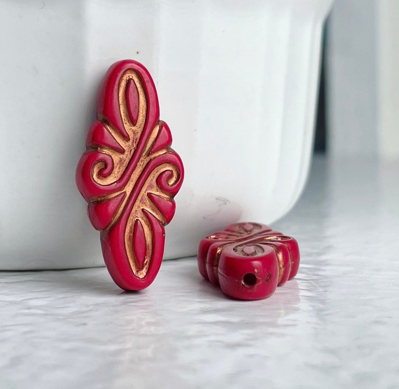 Deep Raspberry Pink Gold Etched Flat Oval Acrylic Beads 30mm - Etsy