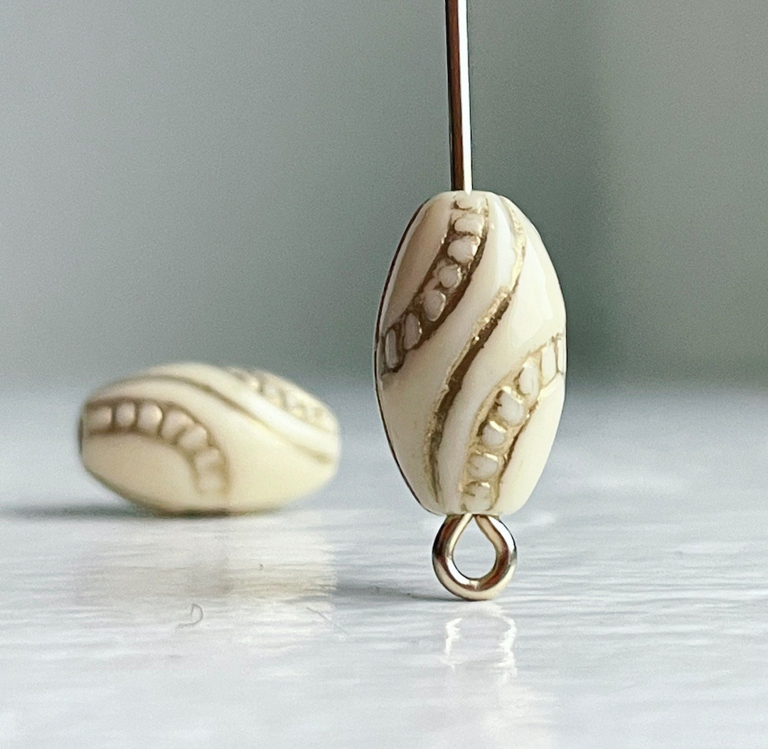 Oval Ivory Gold Carved Acrylic Beads Etched 13mm (25) - Etsy