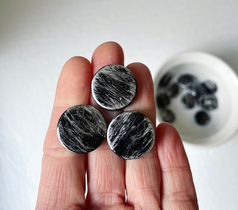 Black Silver Washed Coin Pillow Beads 19mm 12 - Etsy