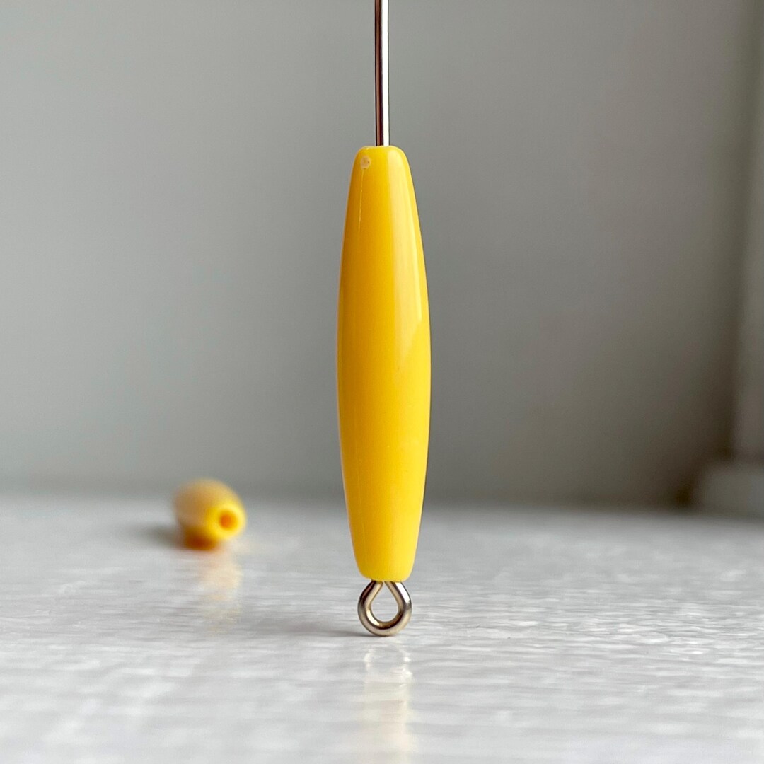 Opaque Yellow Oval Acrylic Stick Beads 28mm (14) - Etsy