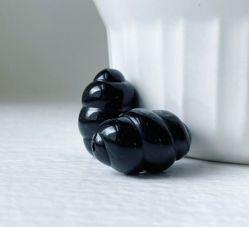 Vintage Black Lucite Twisted Fluted Oval Ridged Tube Beads - Etsy
