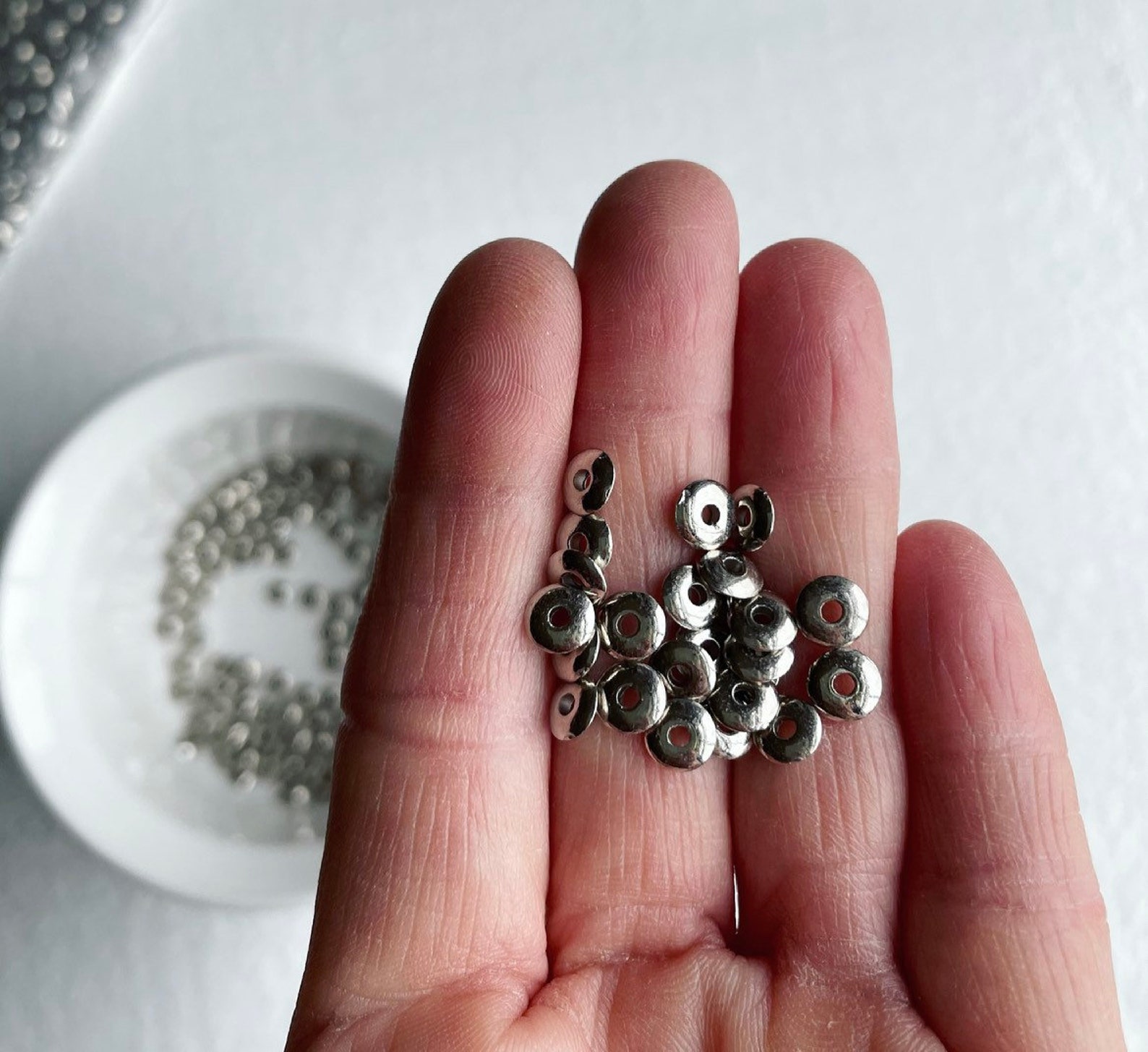 Acrylic Silver Spacer Saucer Beads 6mm (50) - Etsy