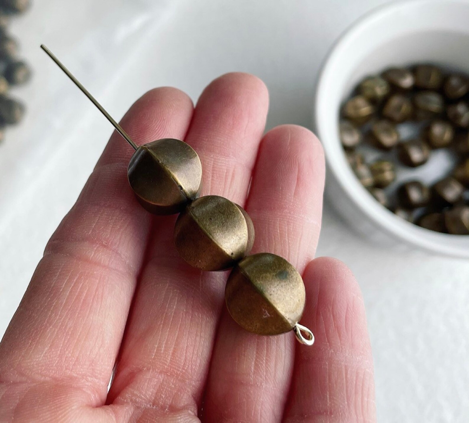 Antique Bronze Gold Acrylic Beveled Round Melon Beads 14mm | Etsy