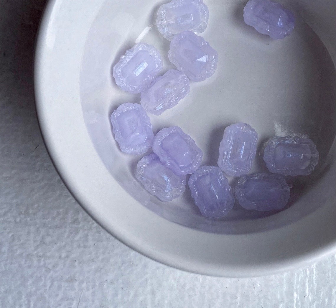 Carved Purple Lilac White Acrylic Rectangle Gem Beads 18mm (12) - Etsy