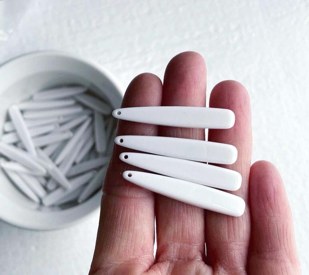Acrylic White Flat Drop Teardrop Beads Long 39mm (14) - Etsy