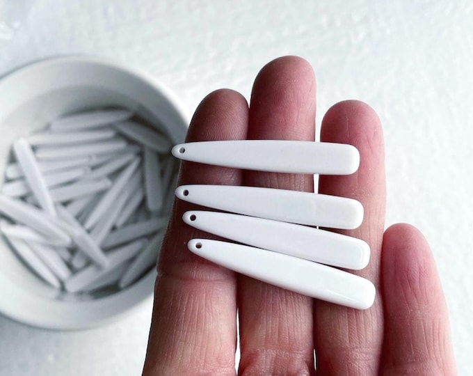Acrylic White Flat Drop Teardrop Beads Long 39mm (14) - Etsy