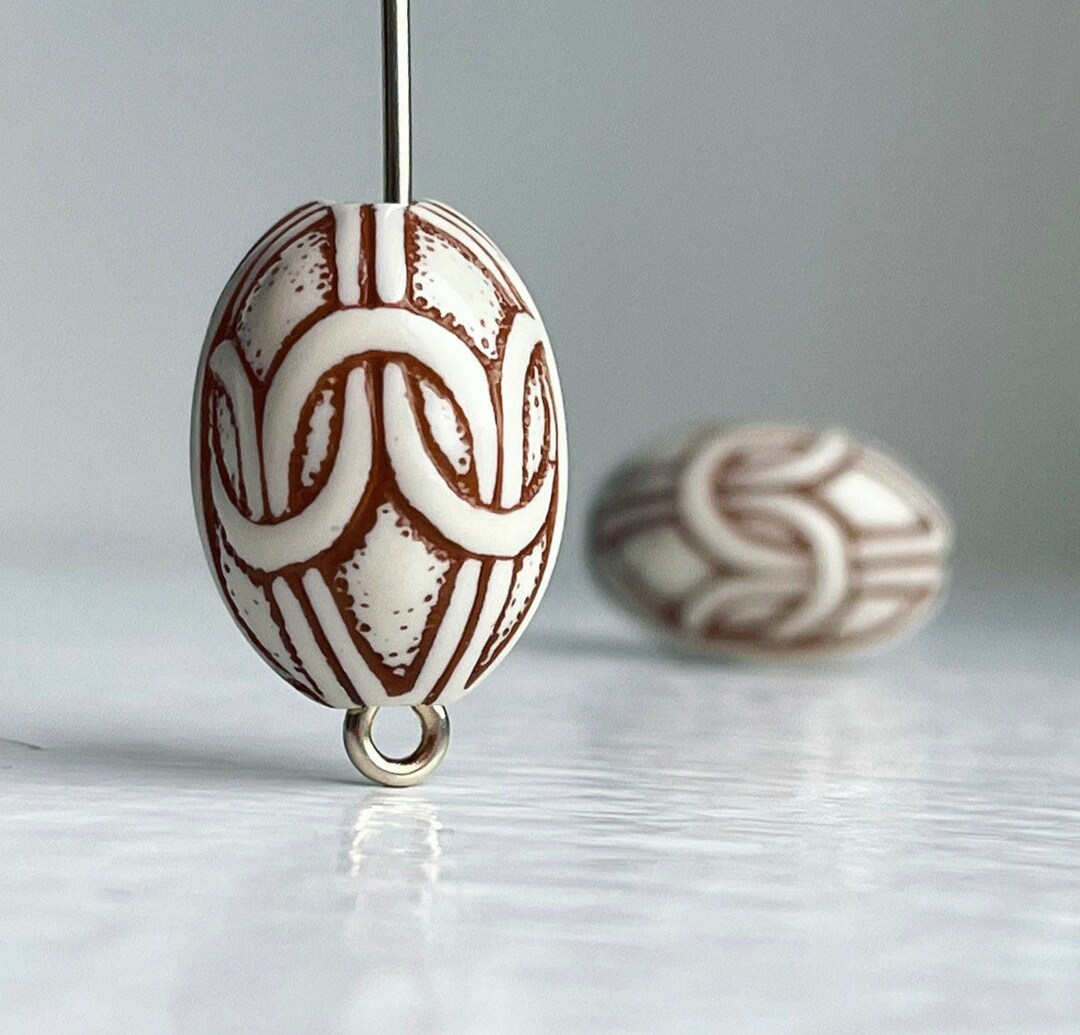 Carved Brown Cream Acrylic Oval Knot Beads 16mm 16 - Etsy