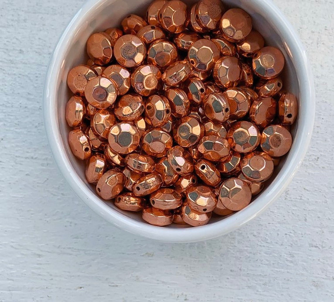 Acrylic Copper Ornate Faceted Gem Beads Coin 10mm 20 | Etsy