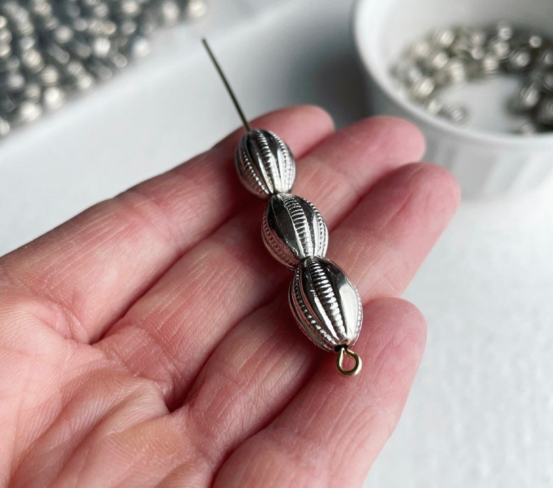 Silver Etched Acrylic Bumpy Oval Beads 14mm 20 | Etsy