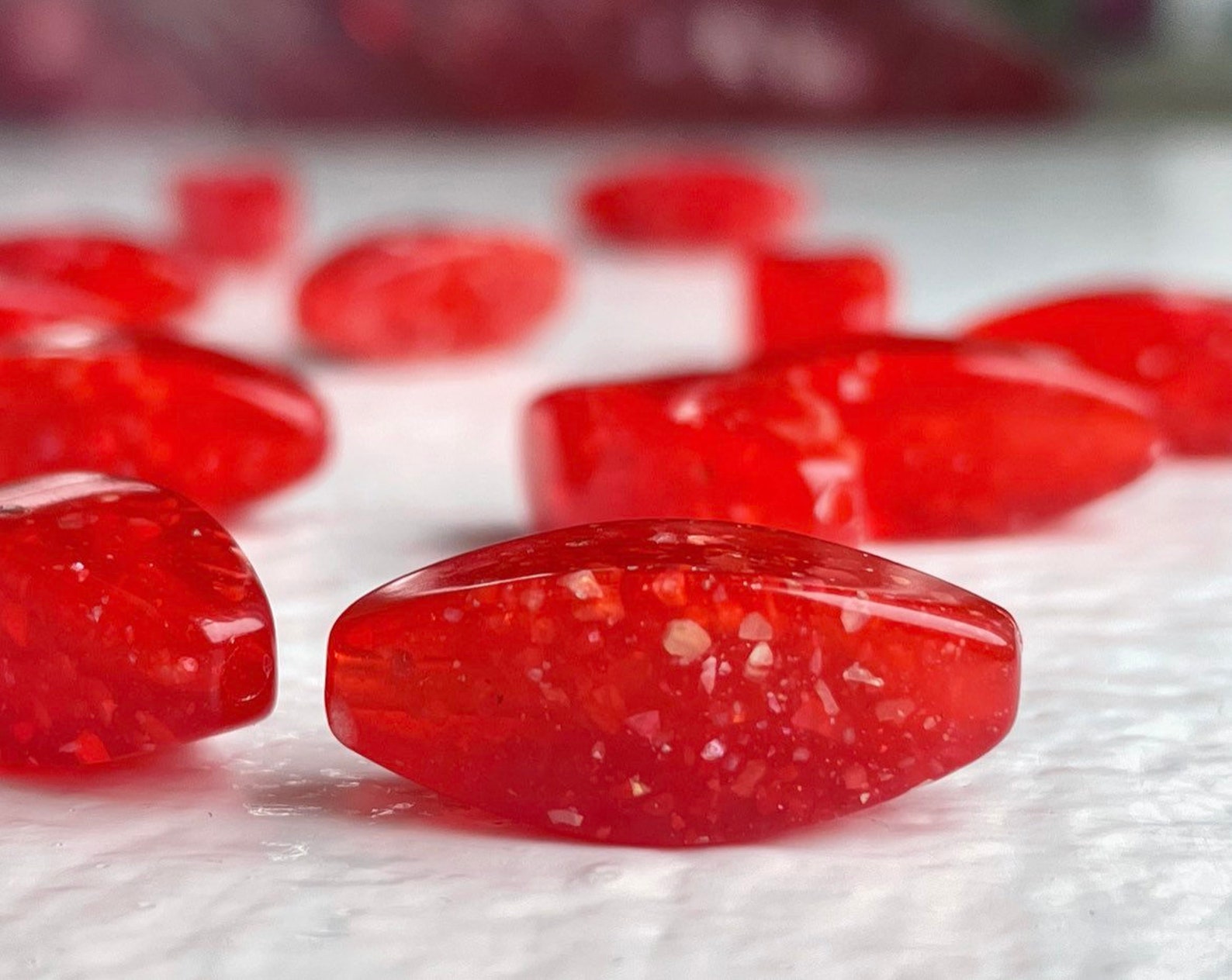 Vintage Red Oval Beads Shell Abolone MOP Resin 22mm (10) - Etsy