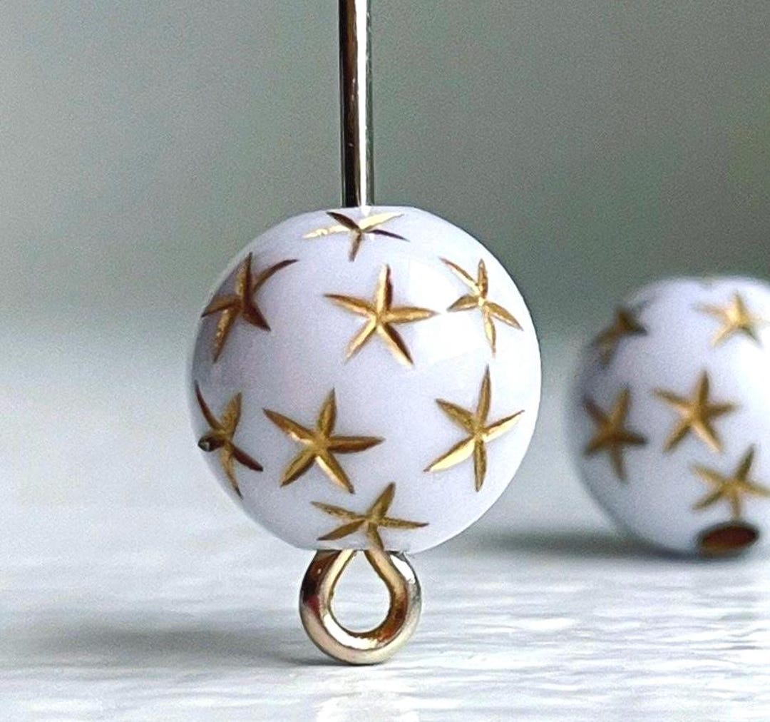 White Gold Round Acrylic Star Beads Dimpled 10mm (20) - Etsy