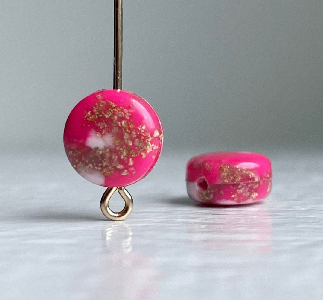 Hot Pink White Gold Flat Round Coin Vintage Lucite Beads 10mm - Etsy