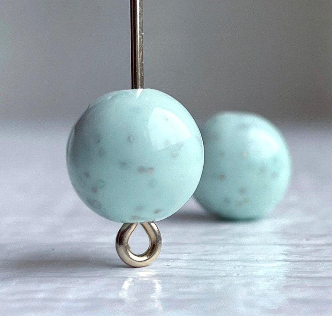 Mint Green Gray Flecks Round Faux Granite Acrylic Beads 10mm Speckled ...