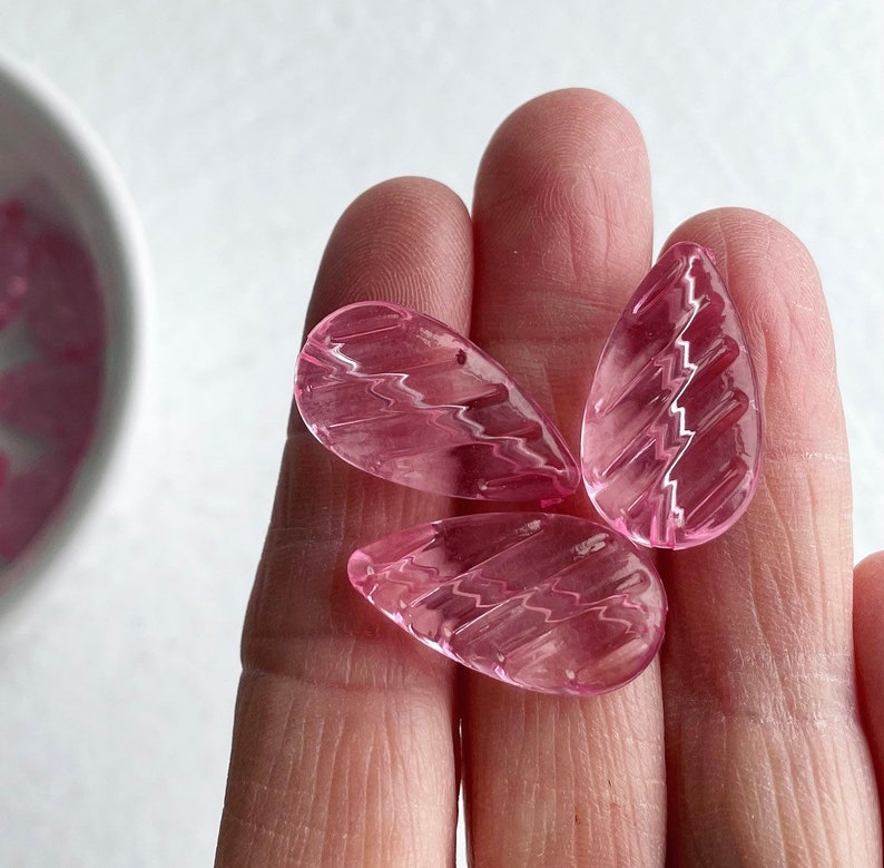 Pink Acrylic Drop Beads Flat Ridged Teardrop 24mm 16 - Etsy