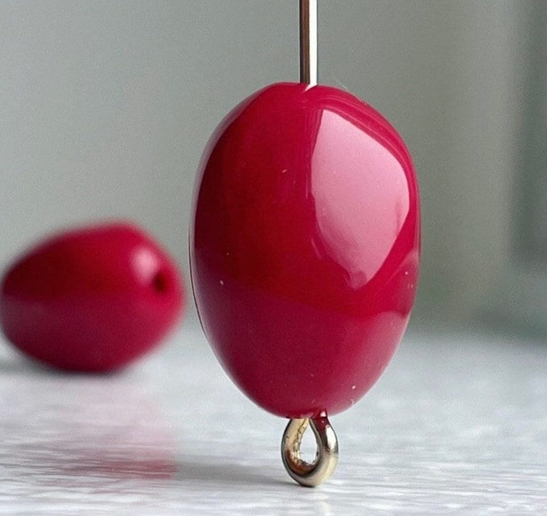 Vintage Red Lucite Fluted Beveled Oval Beads Italy 16mm (12) - Etsy