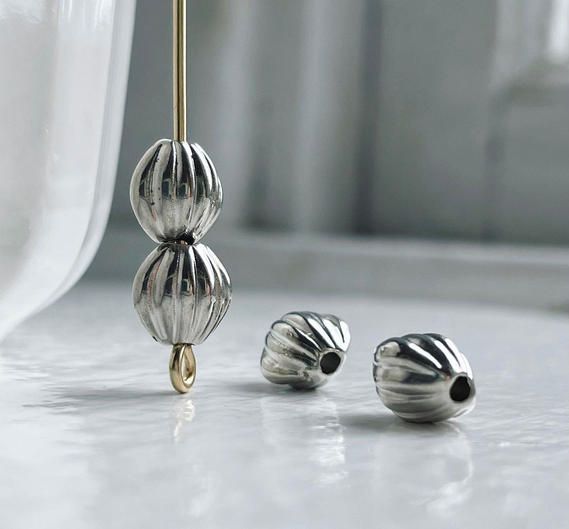 Silver Fluted Oval Beads Squashed Acrylic Beads 7mm 30 - Etsy