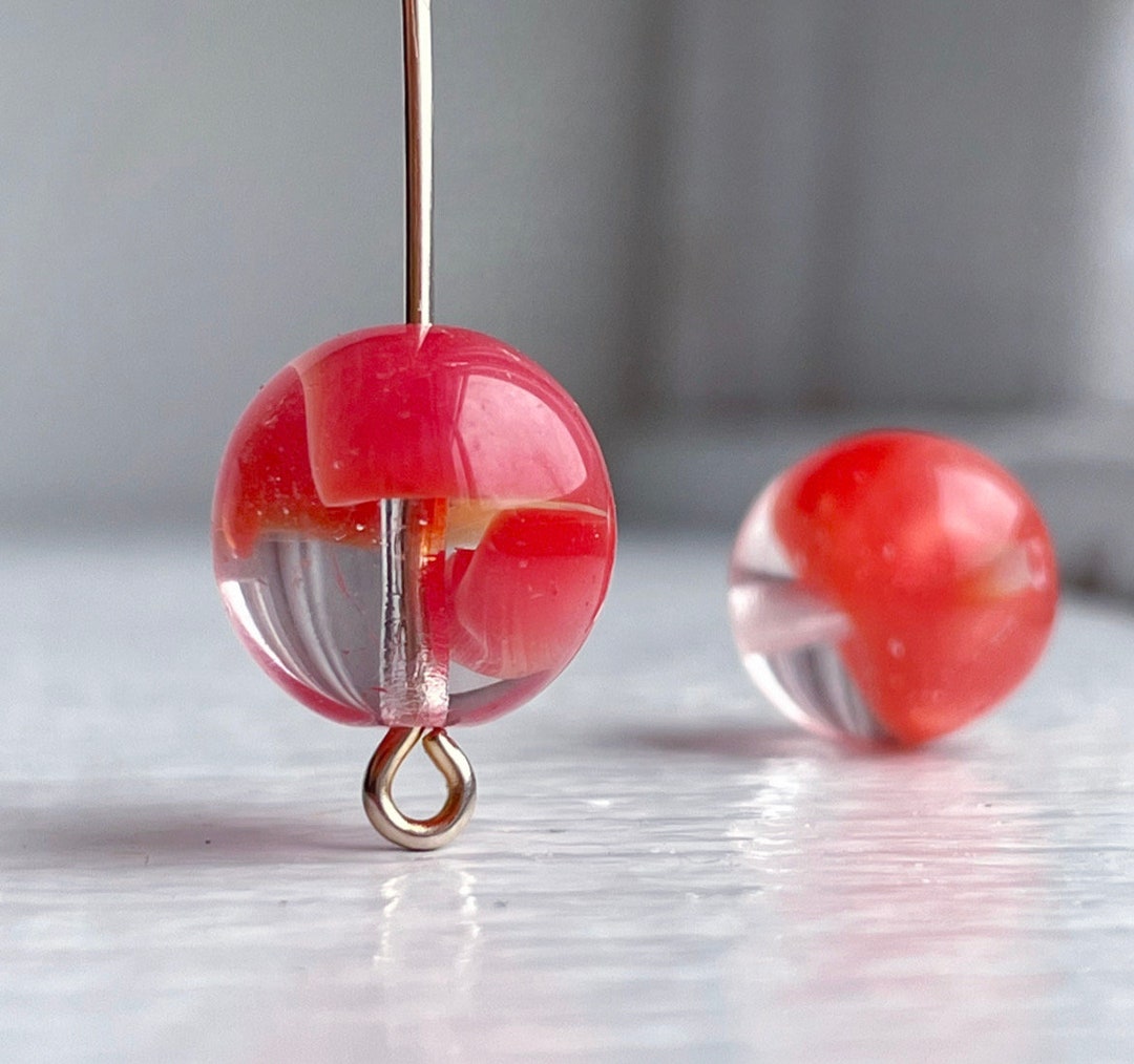 Vintage Czech Glass Red Crystal Round Marble Beads Givre 12mm (8) - Etsy