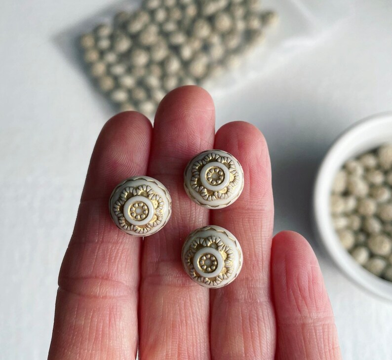 Carved Etched Ivory Gold Acrylic Ornate Floral Coin Pillow | Etsy