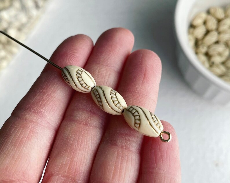 Oval Ivory Gold Carved Acrylic Beads Etched 13mm (25) - Etsy