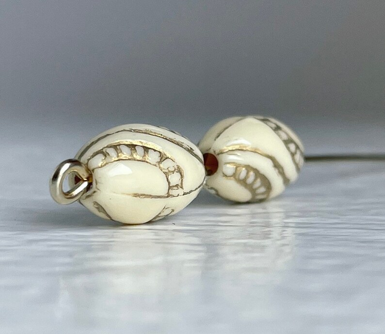 Oval Ivory Gold Carved Acrylic Beads Etched 13mm (25) - Etsy