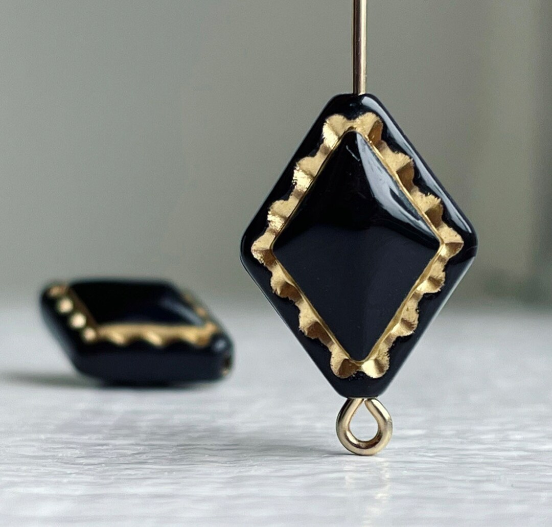 Black Gold Acrylic Diamond Shaped Bicone Beads 18mm 16 - Etsy